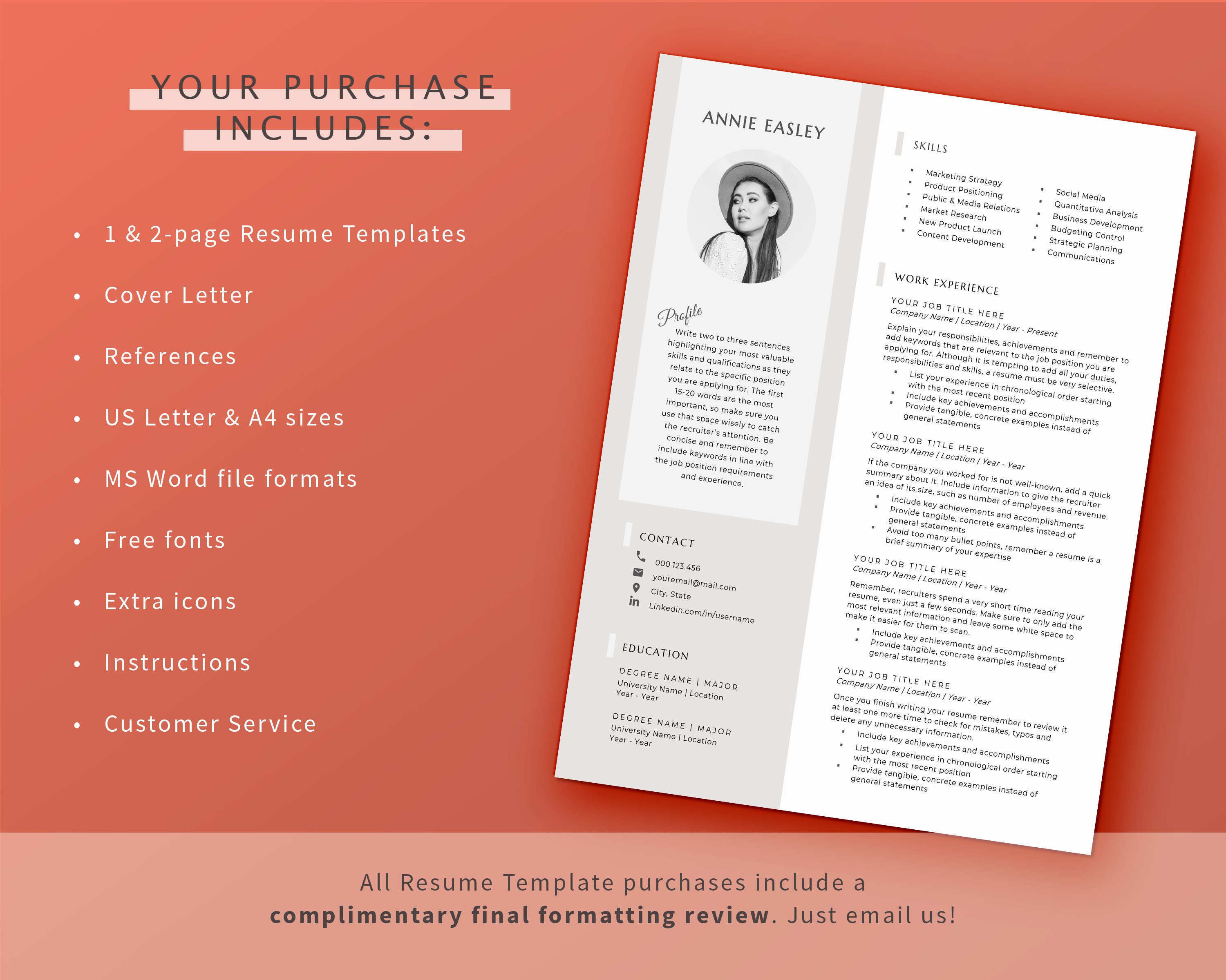 Professional Resume Template With Photo, Modern Resume Template ...