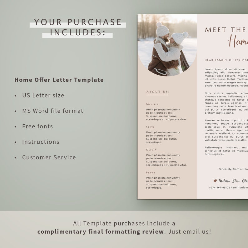 Letter to Seller, Home Offer Template, Letter to Home Seller, House ...