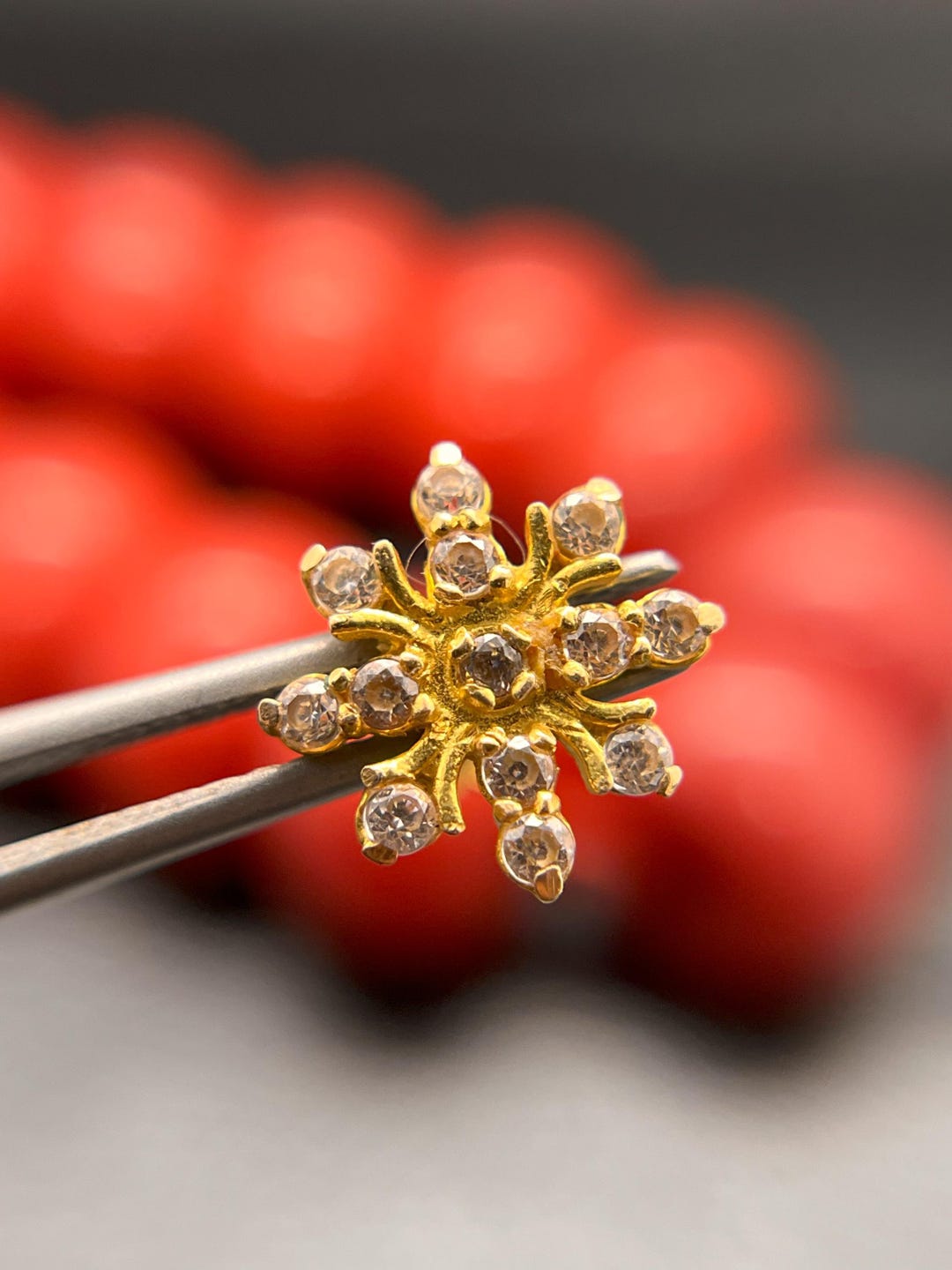 Personalized Gifts, 22K Solid Gold Nugget Nose Ring Stud Ball End ...