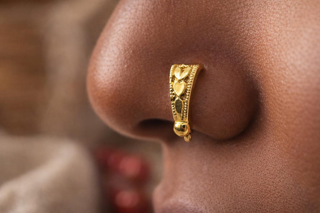 22k Gold Indian Nose Ring: Handmade Hoop Piercing, 20 Gauge - Etsy
