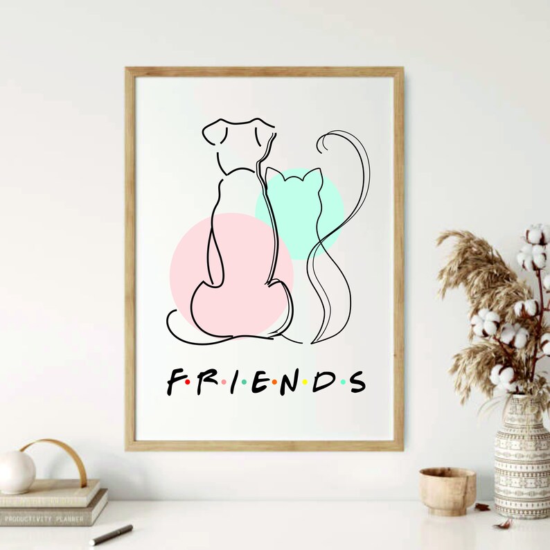 Dog and Cat Wall Art, Animals Printable Decor, Cat and Dog Poster ...