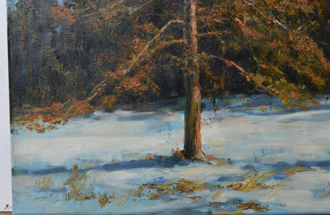 Zima" Original Oil Painting 30x40cm Signed Garncarek Al,, - Etsy