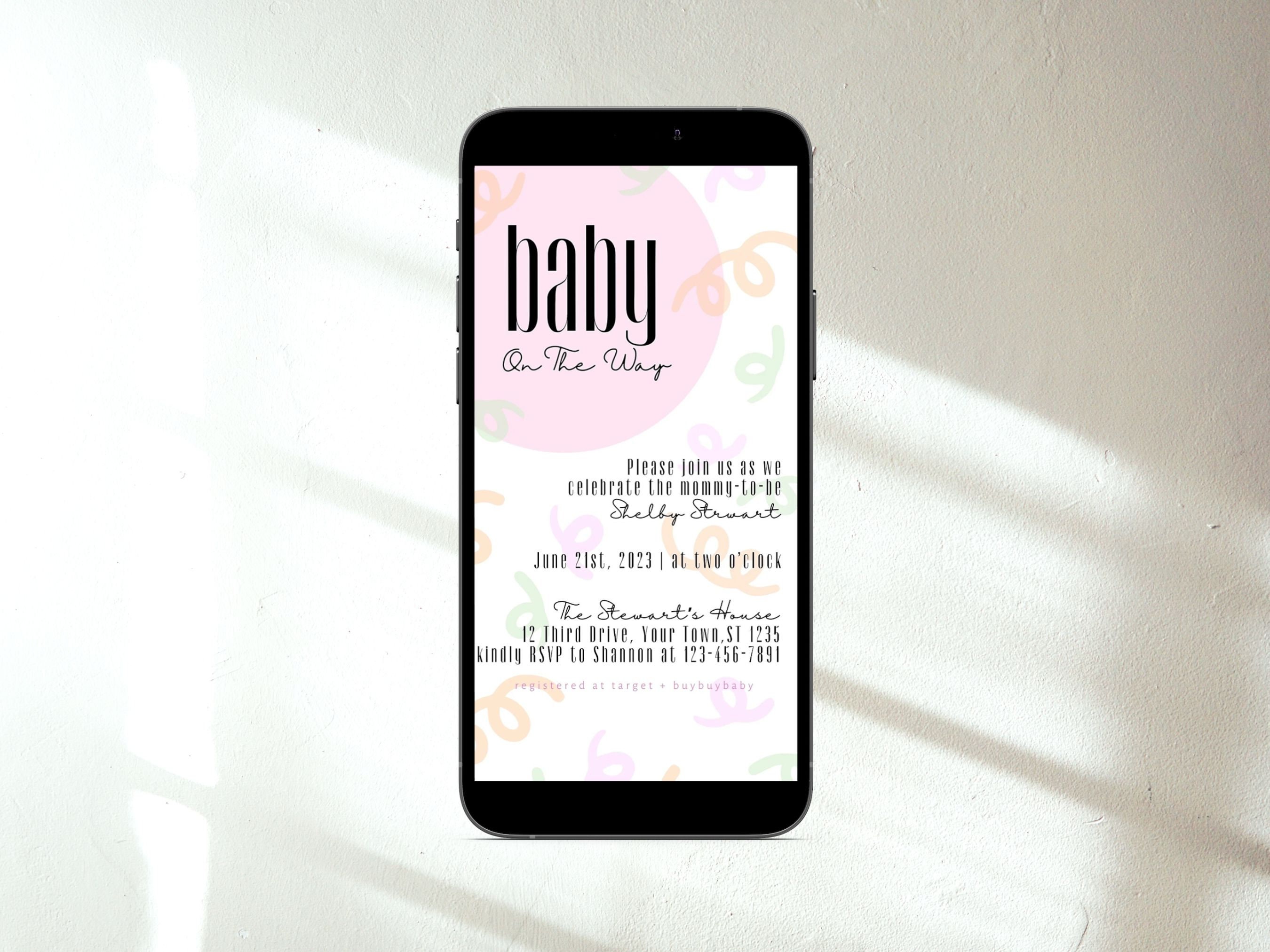 Printable Baby Shower Invitation Pastel Digital Baby Shower Invitation ...