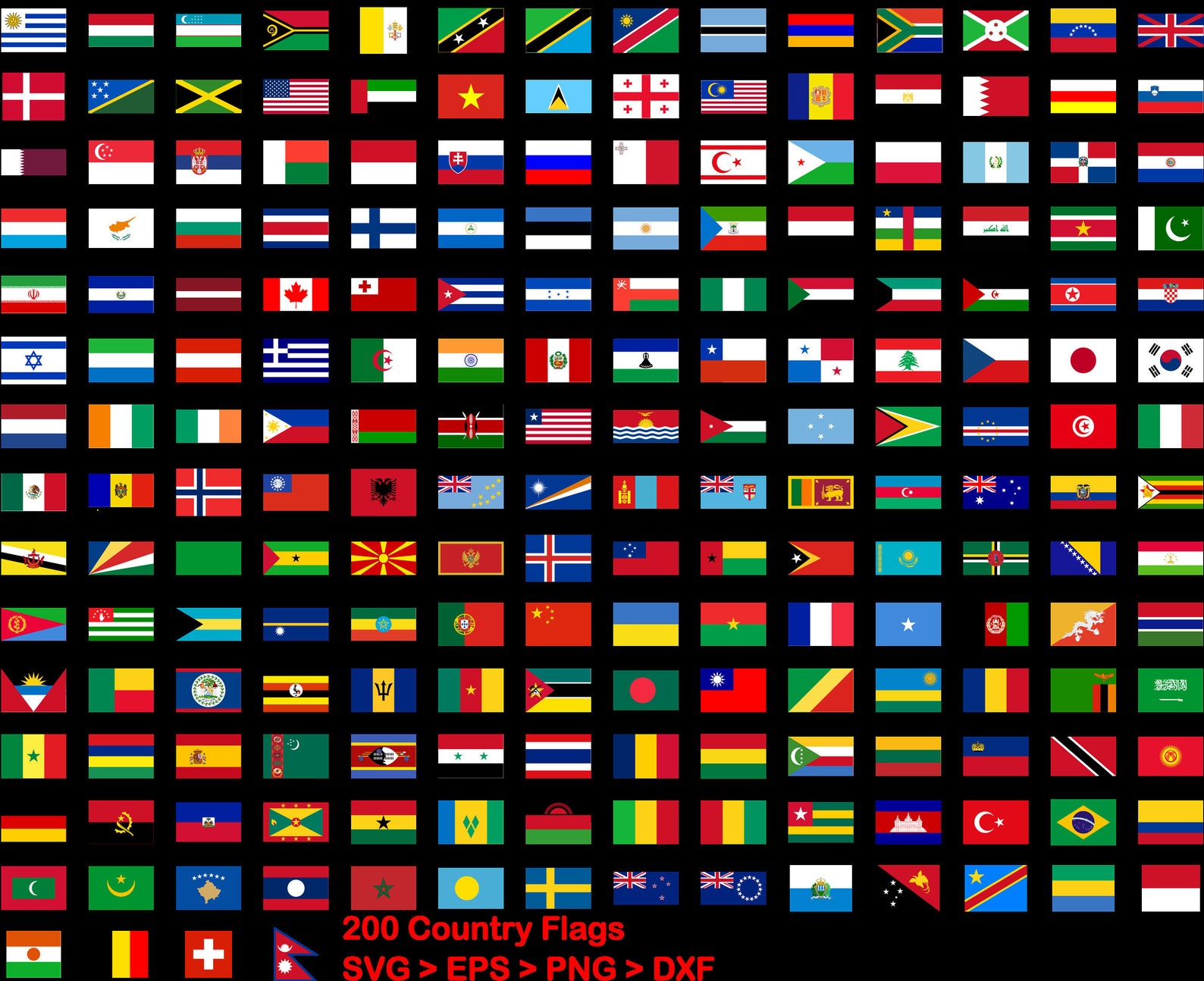 199 Country Flags - Etsy