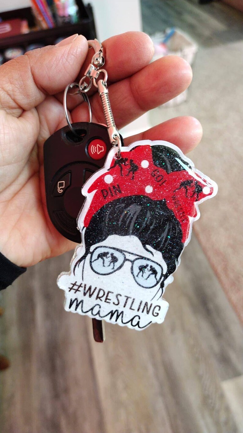 Keychain, Messy Mom Bun , Wrestler, Police Wife Baseball Mom - Etsy