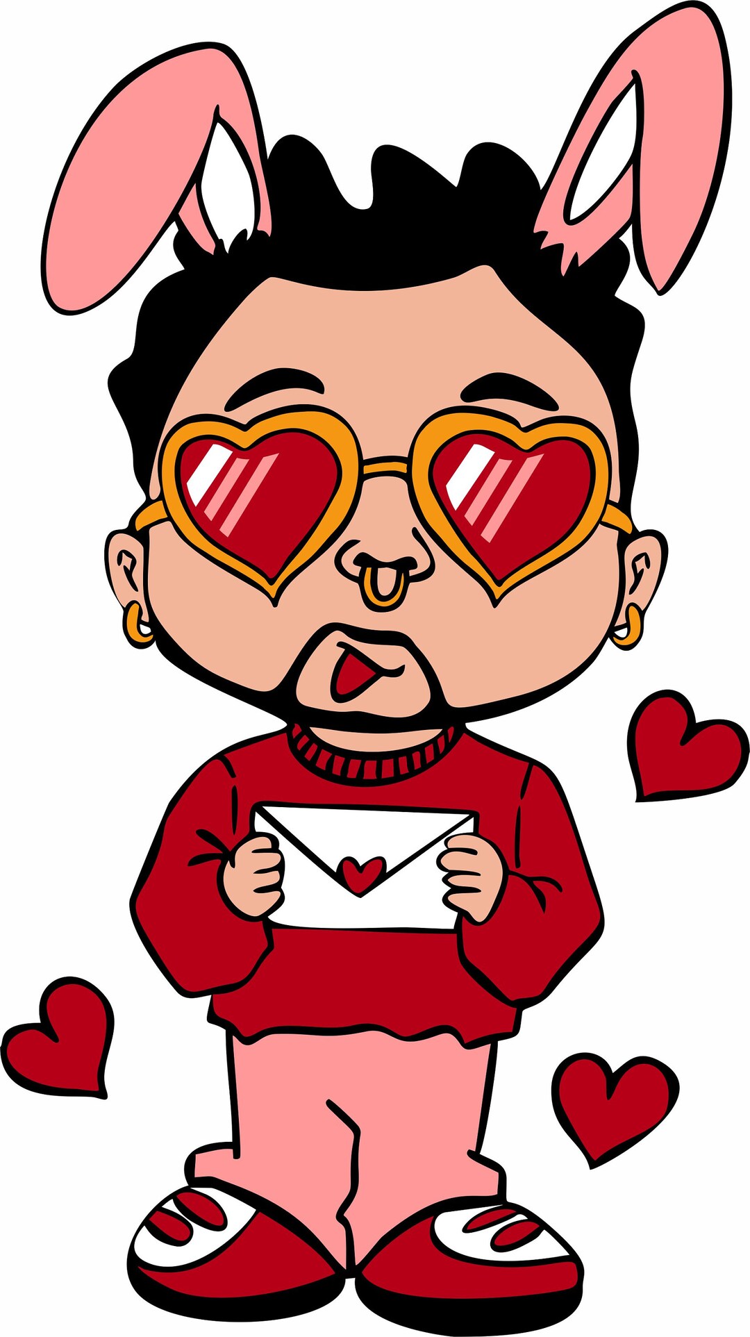 Valentine Bad Bunny Heart Love Letter Svg Png, Layered Bad Bunny ...