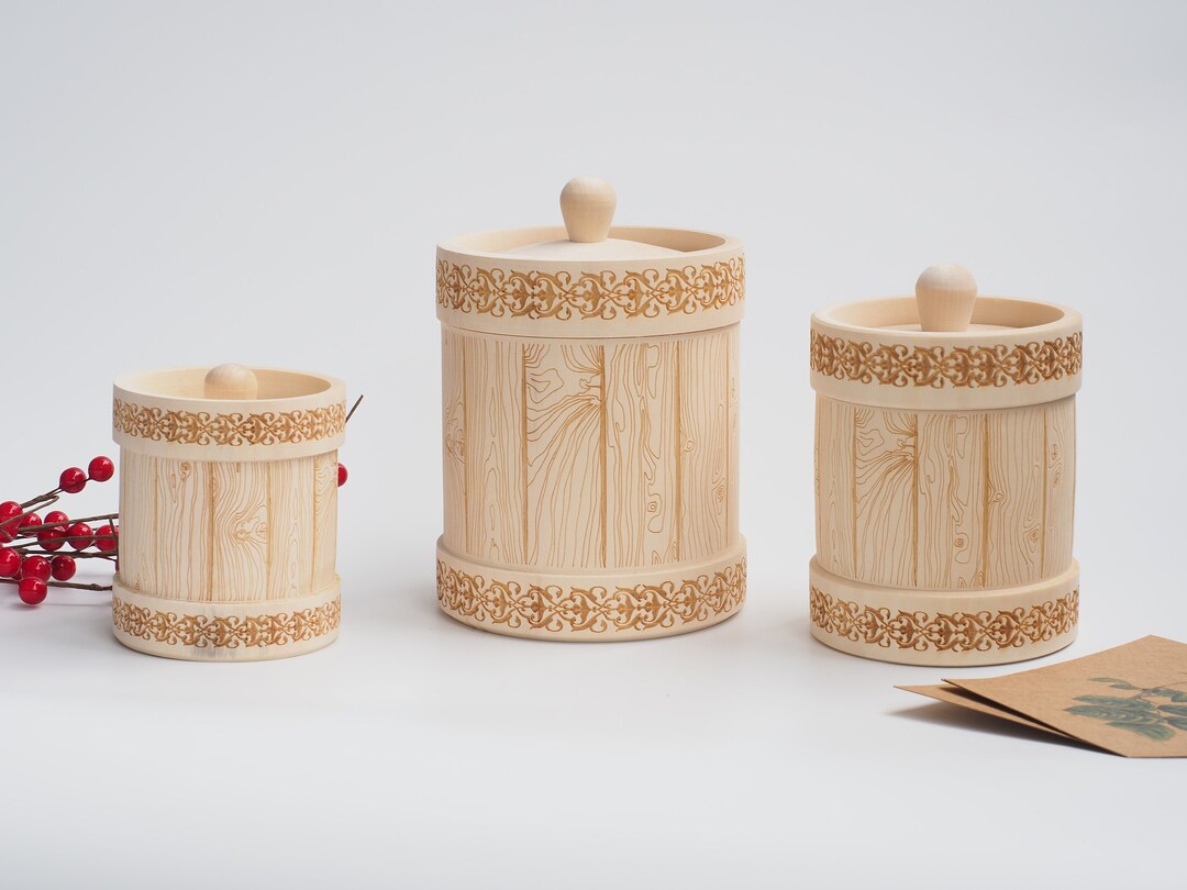 Handcrafted Linden Wood Storage Jars – 3 Sizes – Sustainable Gift ...