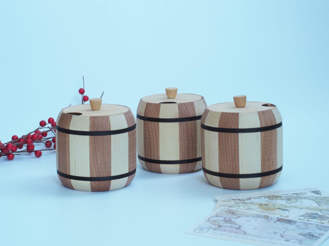 Handcrafted Wooden Jar - Ideal as a Rustic Storage Container or Special ...