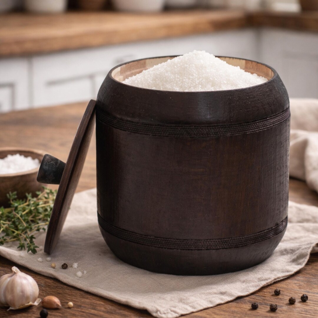 Handcrafted Beechwood Storage Jar - Rustic Style for Kitchen or Living ...