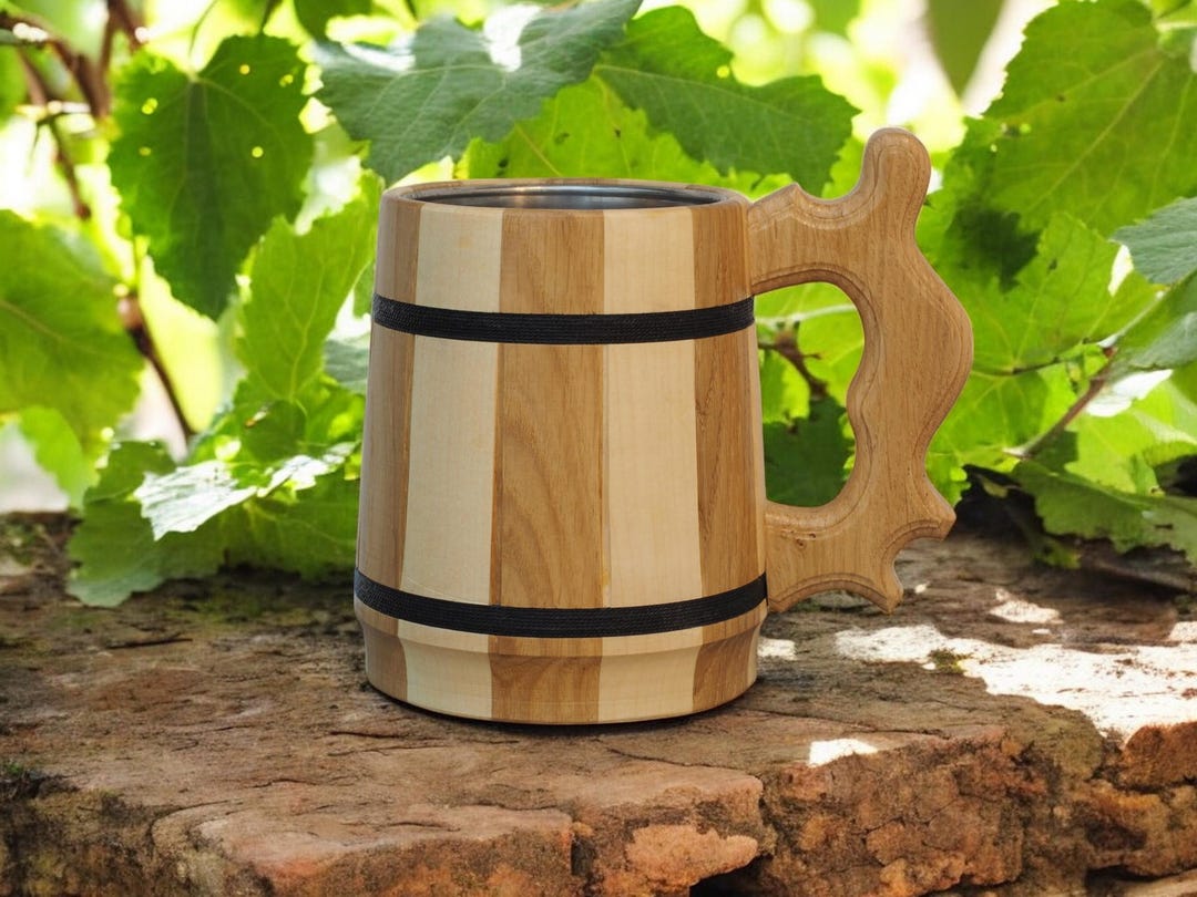 Wooden Beer Mug, Medieval Beer Mug for Rustic Decoration, Gift Dad ...