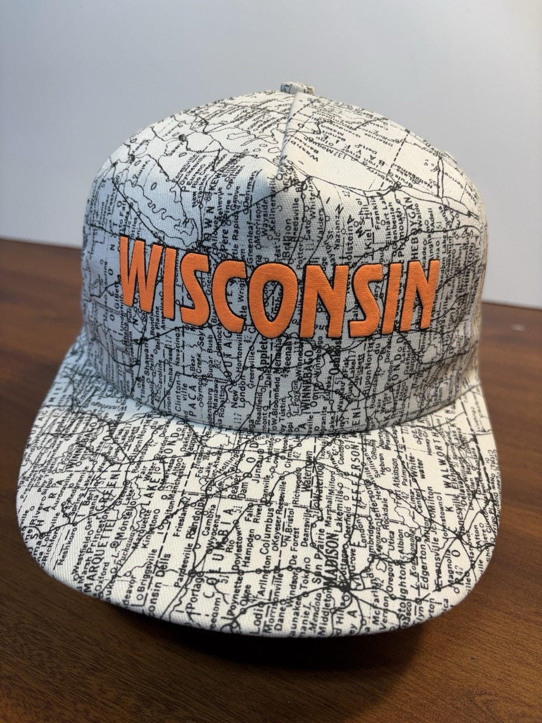 Vintage 90s Wisconsin State Map Snapback Hat Baseball Cap USA AOP ...