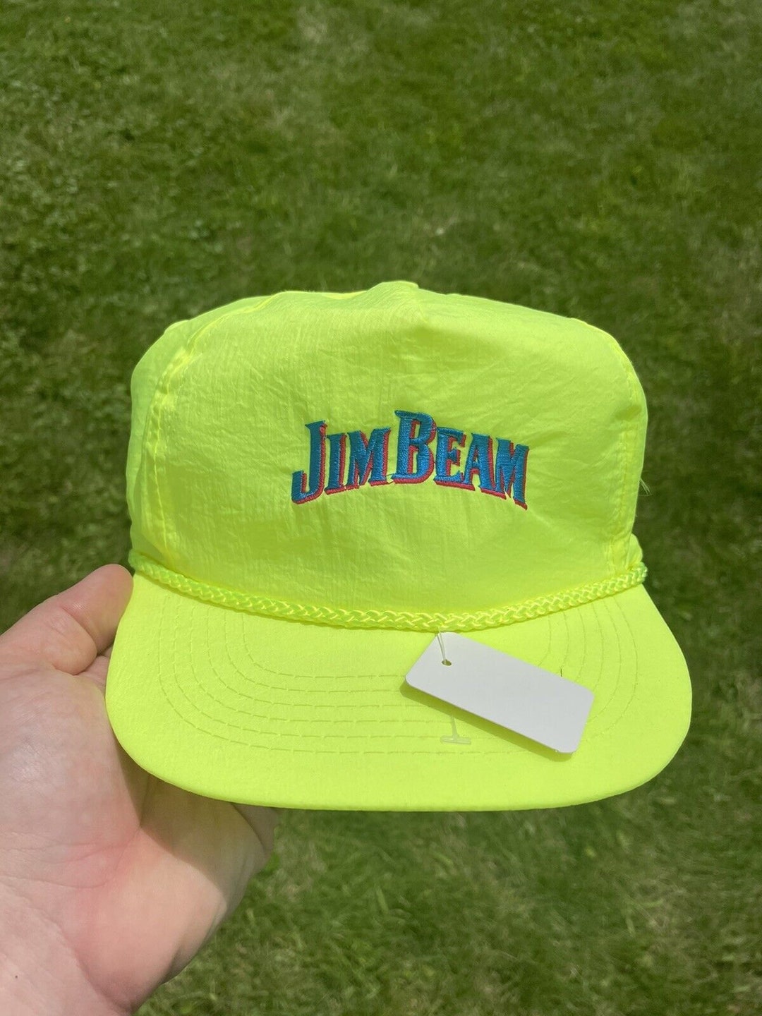 Vintage 90's Neon Yellow Cap Nylon Jim Beam Embroidered Snapback Hat - Etsy