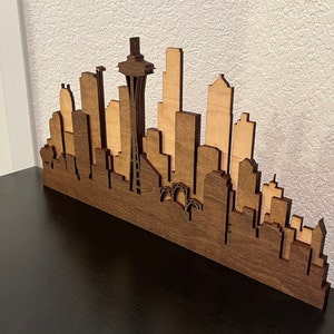 3D Seattle Skyline (stained Wood) - Etsy