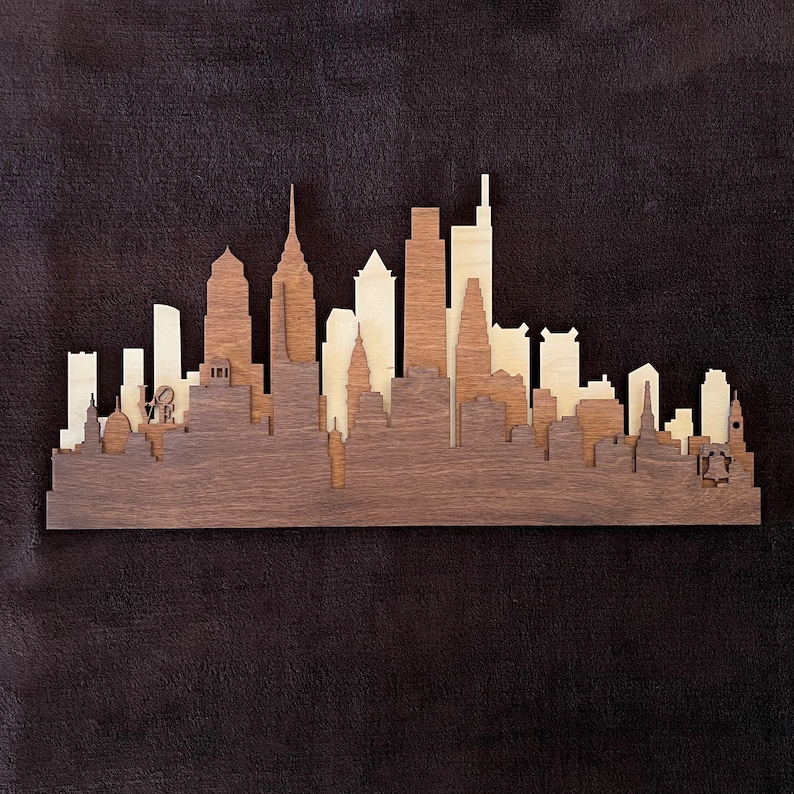 3D Philadelphia Skyline (stained Wood) - Etsy