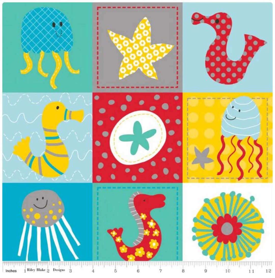 In the Ocean Friends Teal by Riley Blake Designs 1/2 Yard 100% Designer ...