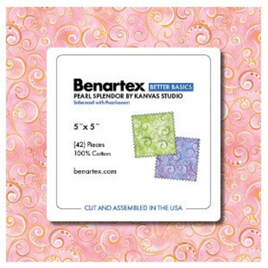 Pearl Splendor by Benartex 42 5 Squares Charm Pack 100% Designer Cotton ...