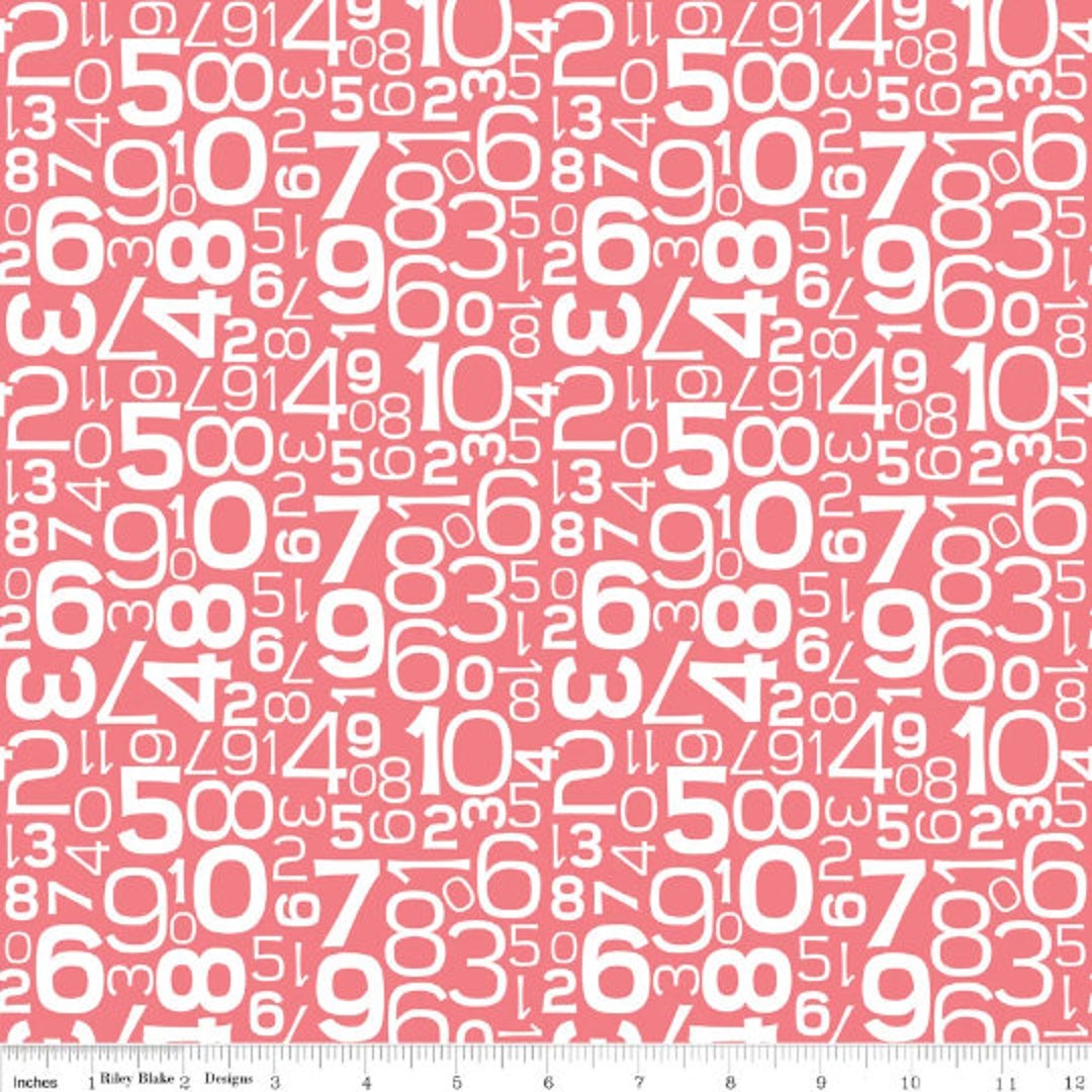 Gracie Girl Numbers Pink by Riley Blake Designs 1/2 Yard 100% Designer ...