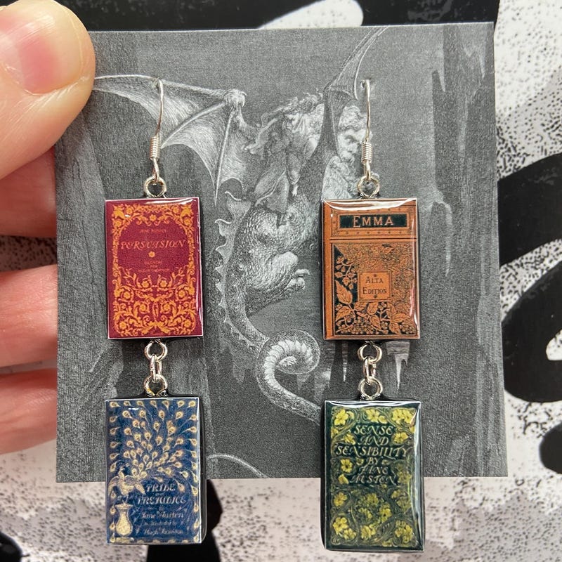 Book Earrings - Etsy