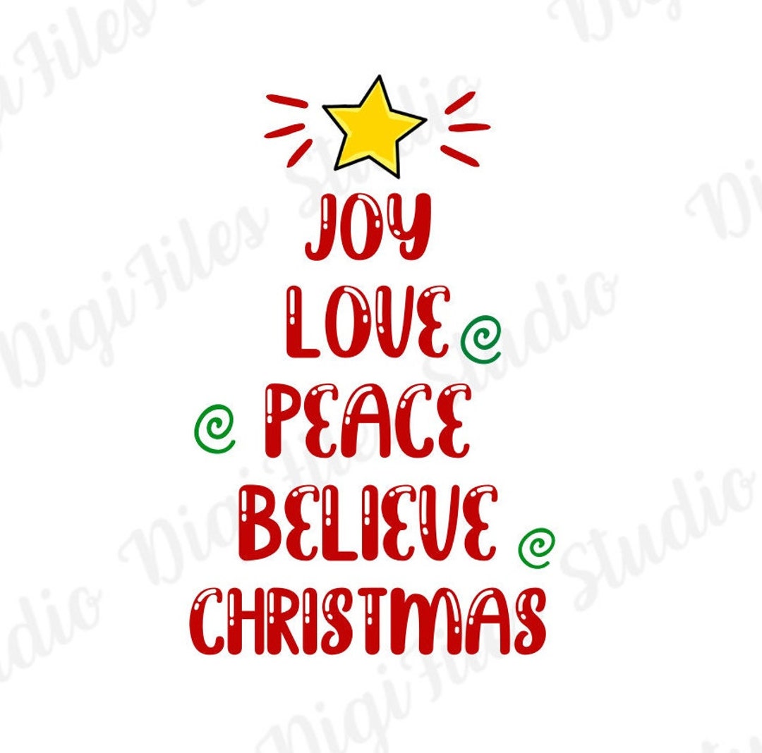 Joy Peace Love Believe Christmas Tree SVG PNG (digital Download) - Etsy