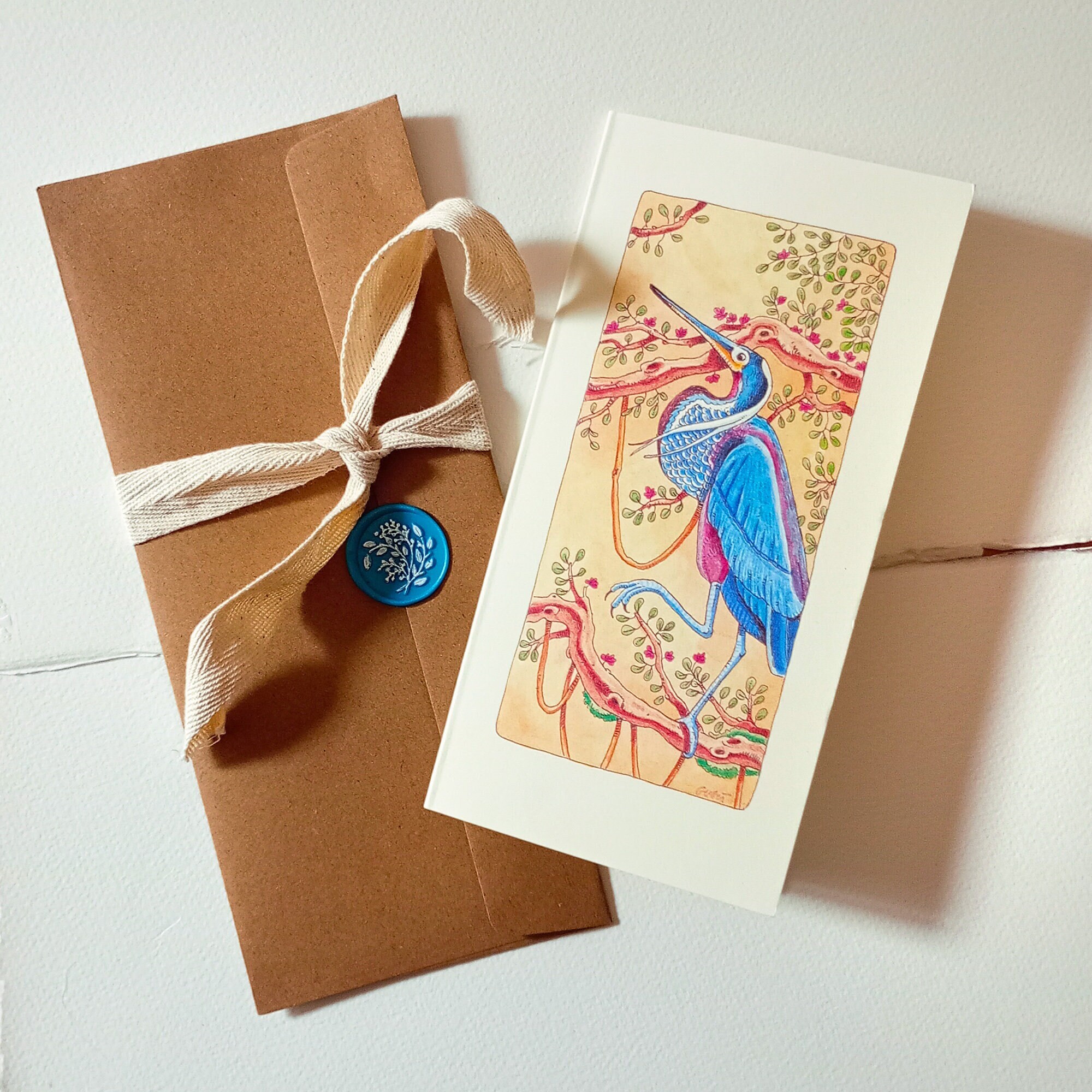 Folded Greeting Card Heron Agami With White Interior Gift - Etsy
