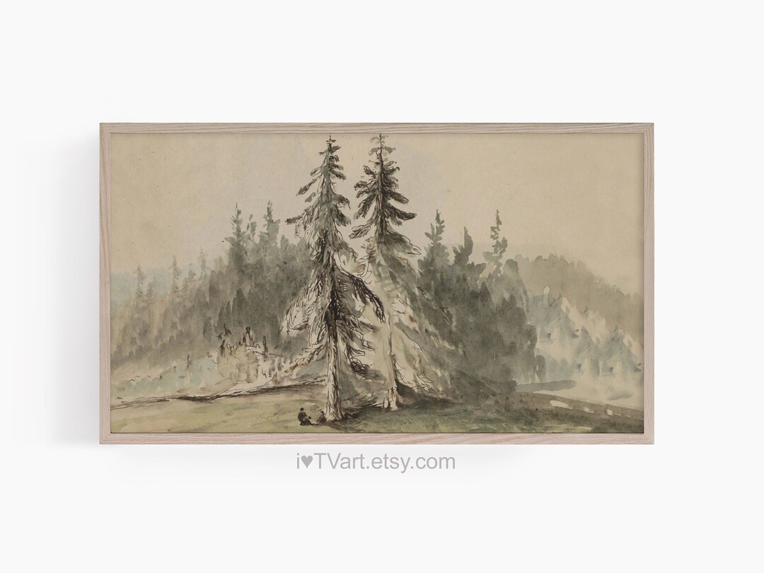Samsung Frame TV Art Christmas Tree Screensaver Watercolor Sketch ...
