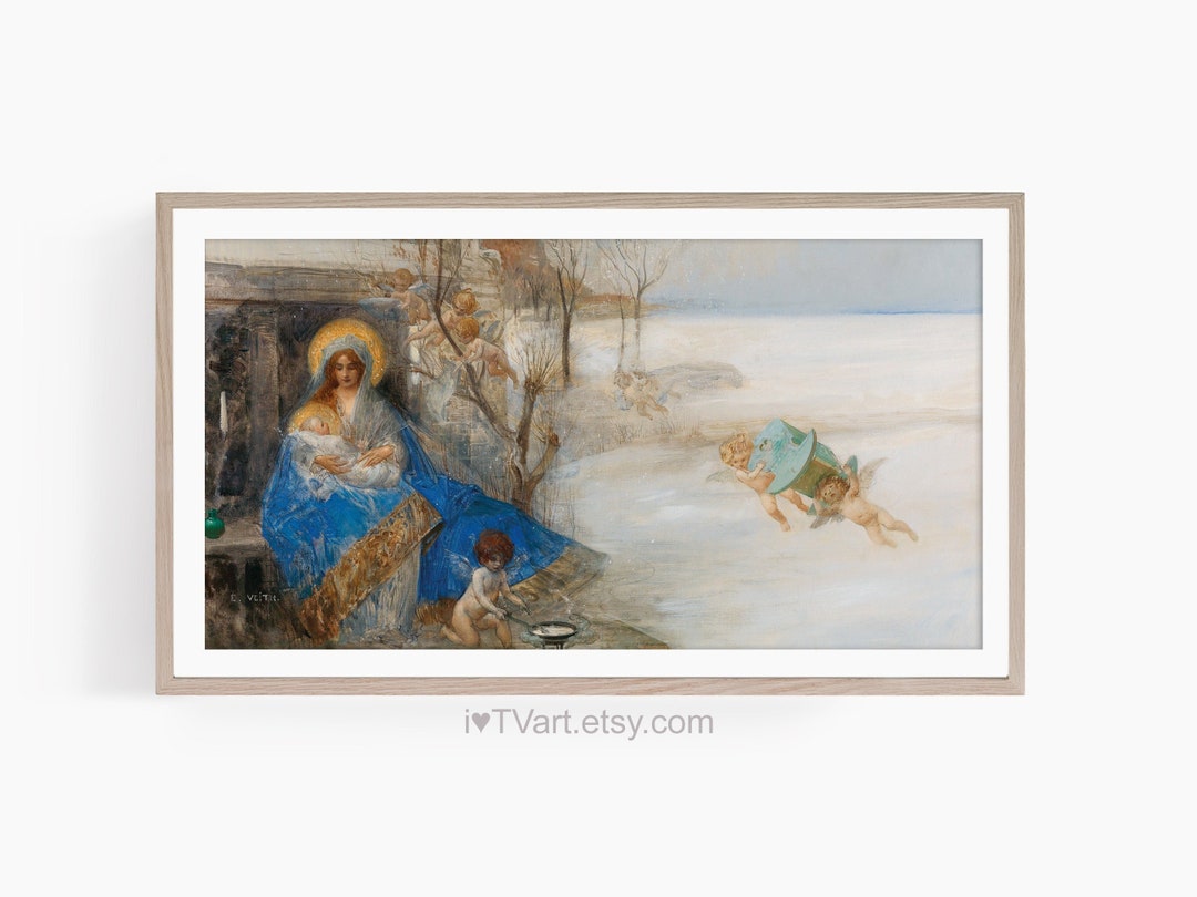 Catholic Frame TV Art Christmas Nativity Manger Scene Frame TV Baby ...