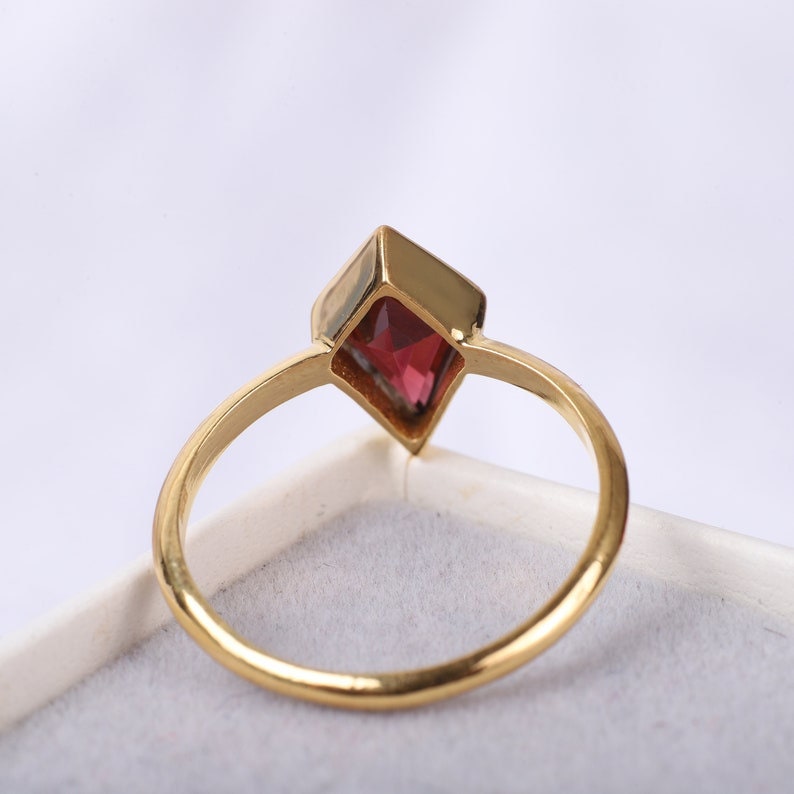 Kite Shape Garnet Unique Ring Modern Art Deco Purpose Ring - Etsy