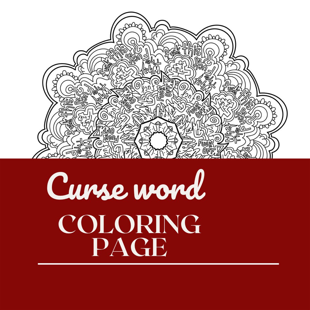 Curse Word Mandala, Coloring Page Download for Adults - Etsy