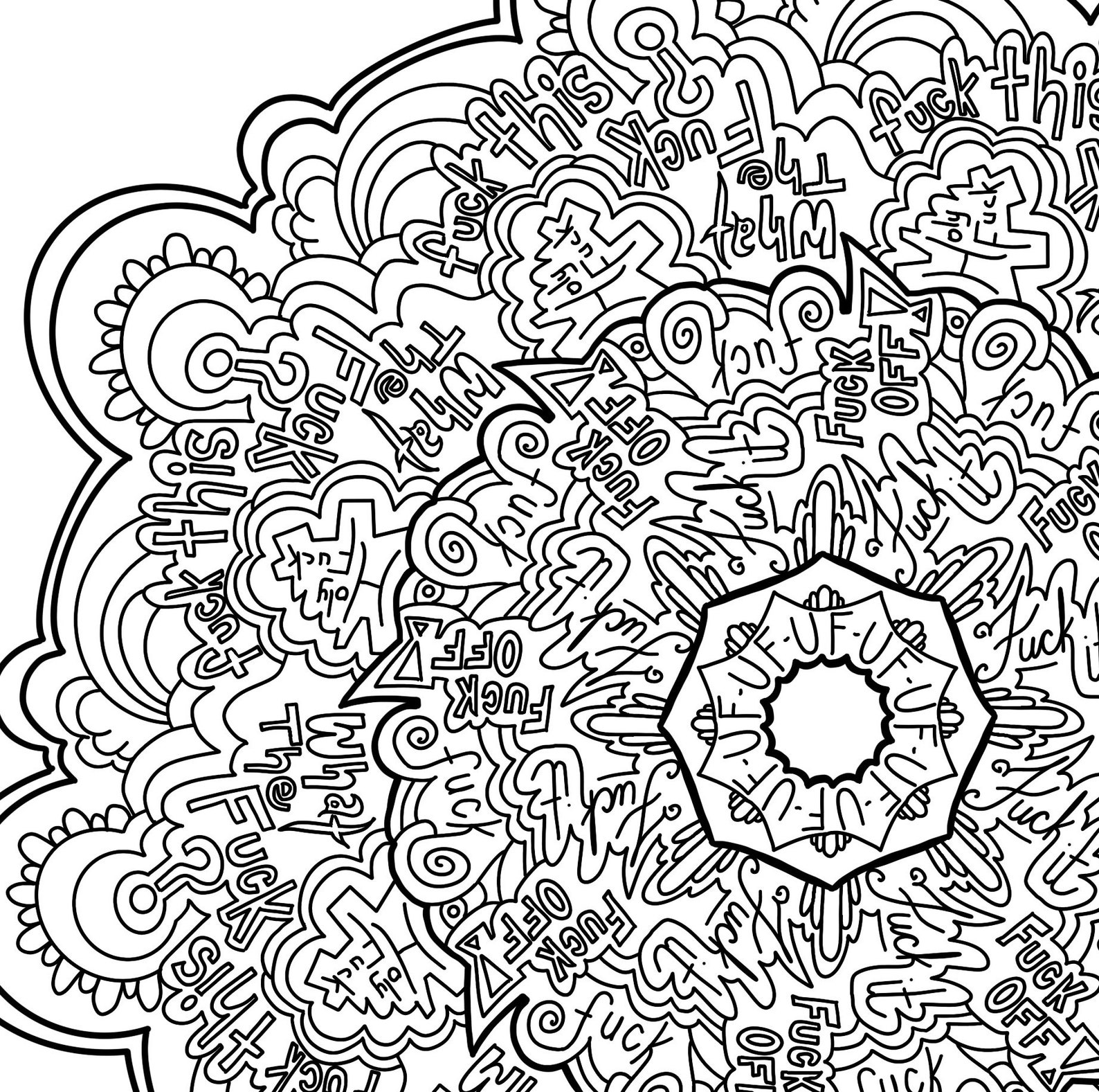 Curse Word Mandala, Coloring Page Download for Adults - Etsy