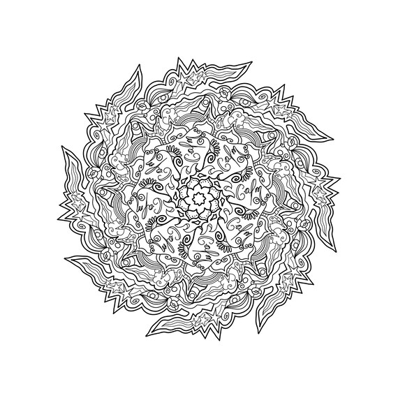 Calm Mandala Printable Coloring Page - Etsy