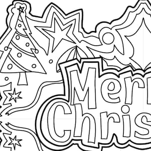 Merry Christmas Printable Coloring Page - Etsy
