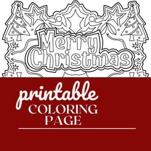 Merry Christmas Printable Coloring Page - Etsy