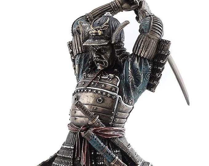 Samurai Warrior in Battle Japanese Cold Cast Bronze & Resin Statue ...