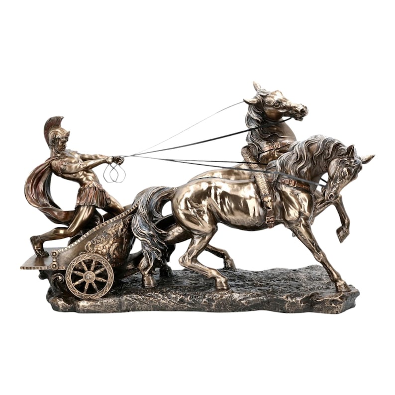Long Roman Soldier on Chariot Cast Bronze & Resin Large Statue ...