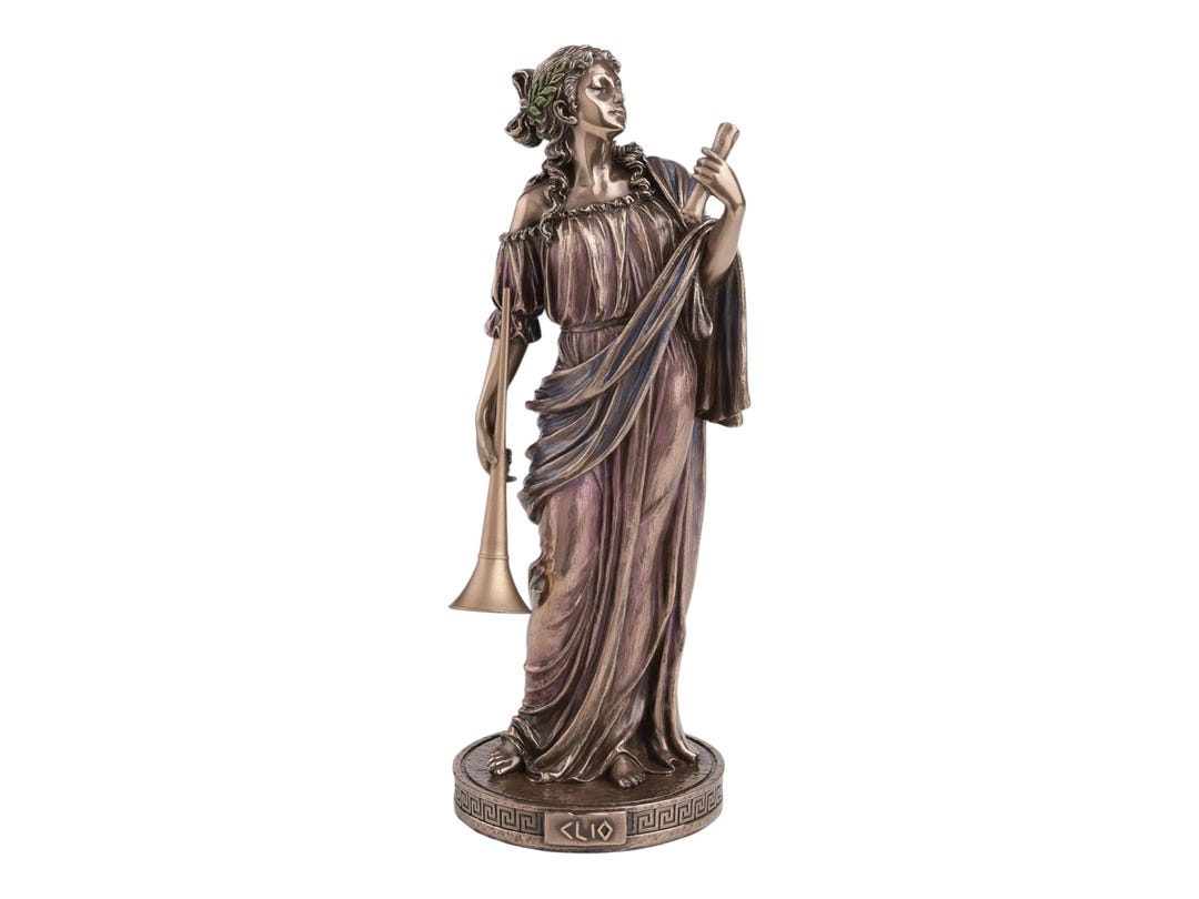 Clio the Greek Muse of History Cold Cast Bronze & Resin Statue Figurine ...