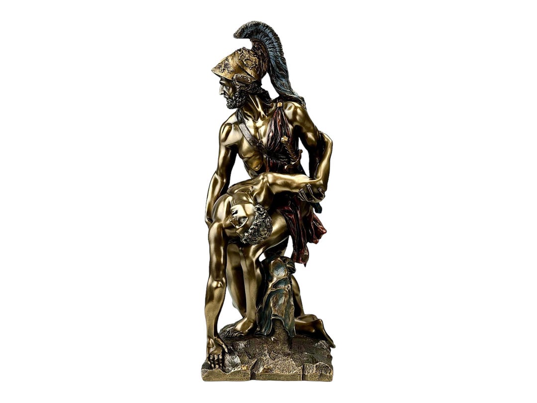 Menelaus Carrying the Body of Patroclus Cold Cast Bronze & Resin Statue ...