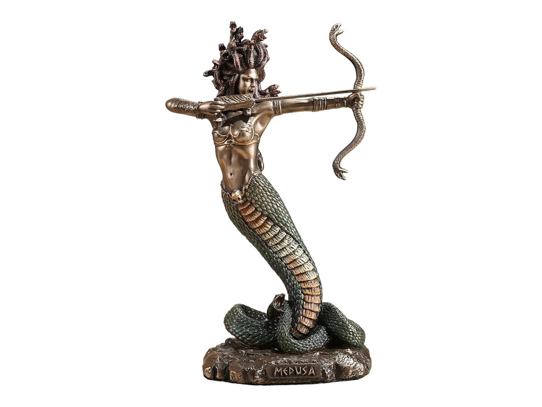 Furious Medusa Shooting Arrow Cold Cast Bronze & Resin Statue Sculpture ...