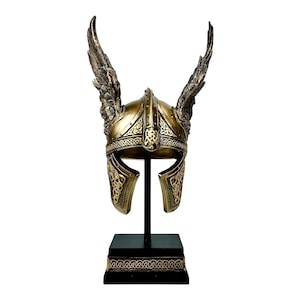Norse Winged Helmet of Odin Cold Cast Bronze & Resin Black Statue ...