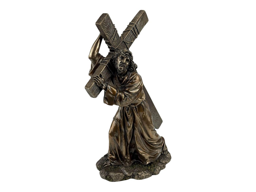 Jesus on the Way to Calvary Cold Cast Bronze & Resin Sculpture Statue ...
