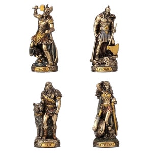 Set 12 Twelve Norse Gods Pantheon Cold Cast Bronze & Resin Miniatures ...
