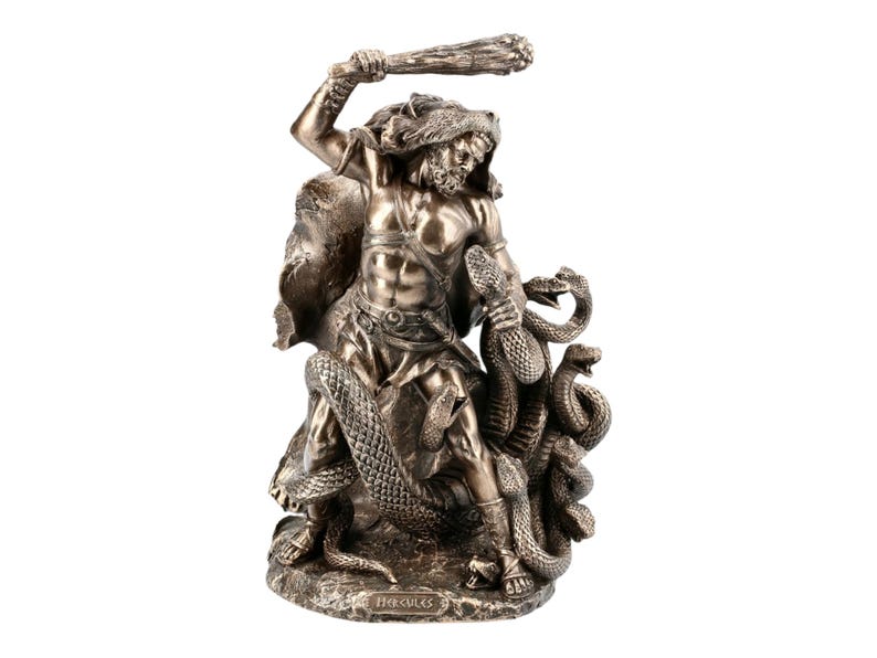 Hercules Slaying Hydra Statue: Cold Cast Bronze Greek Hero Sculpture ...