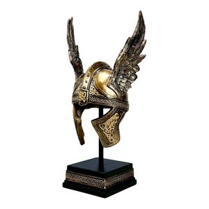 Norse Winged Helmet of Odin Cold Cast Bronze & Resin Black Statue ...