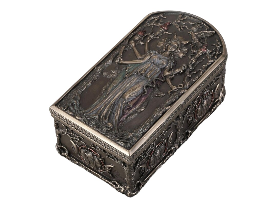 Hecate Goddess of Chthonic Round Trinket Box Cold Cast Bronze & Resin ...