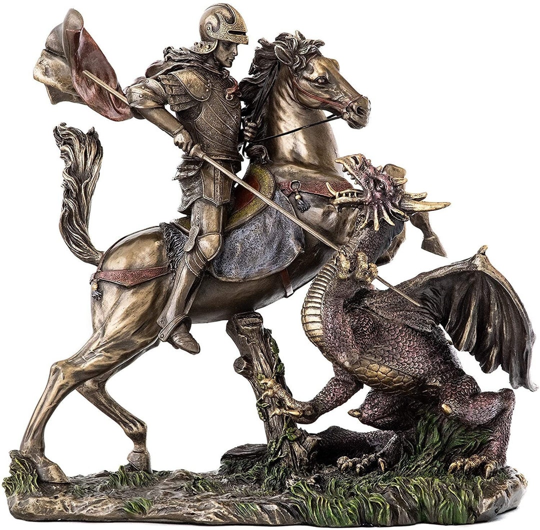 St. George Slaying the Dragon Legendary Medieval Knight Sculpture ...