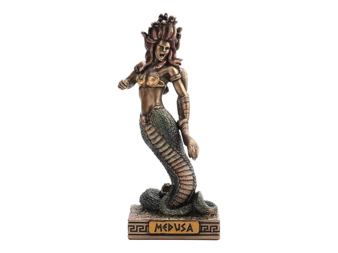 Medusa the Gorgon Snake Head Creature Statue Miniature Cold Cast Bronze ...
