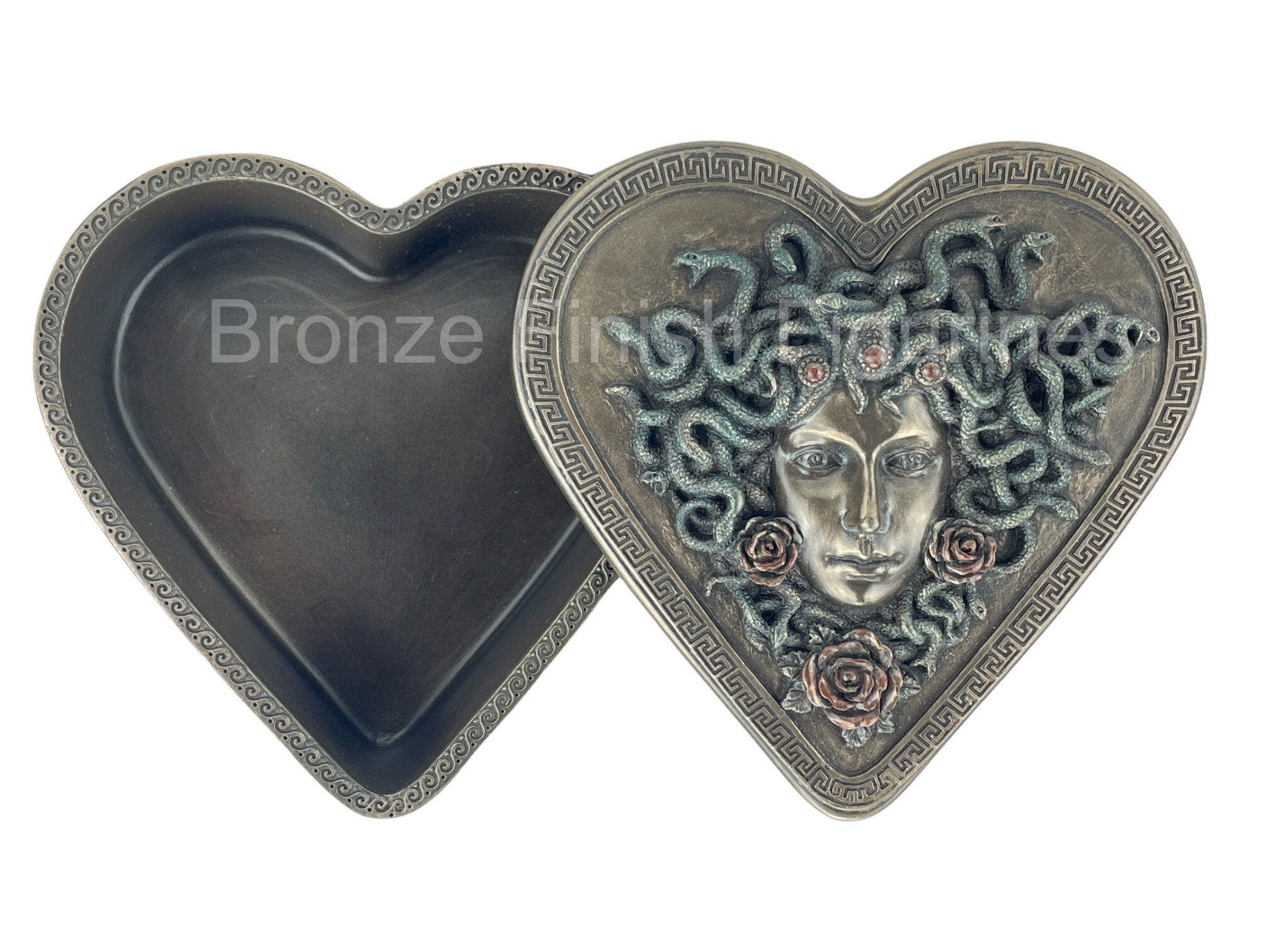 Medusa Head of Snakes Goddess Casket Heart Box Bronze Finish | Etsy