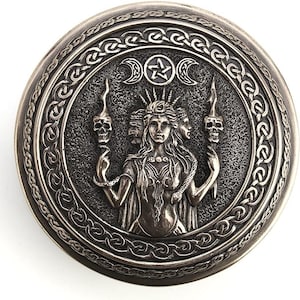 Hecate Goddess of Chthonic Round Trinket Box Cold Cast Bronze & Resin ...