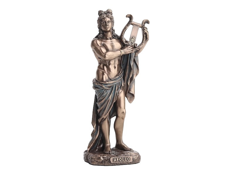 Greek God Apollo Playing Lyre Cold Cast Bronze & Resin Small Statue ...