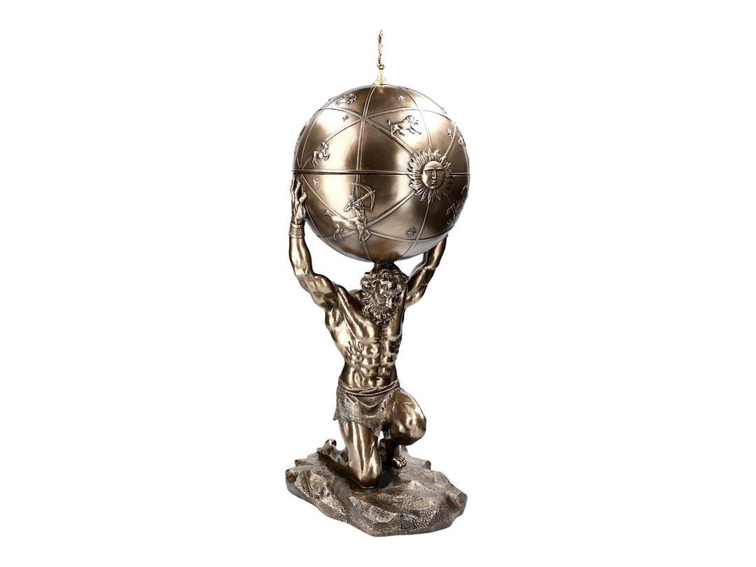 Large Atlas Titan Carrying the Earth Greek God Statue Sculpture Bronze ...