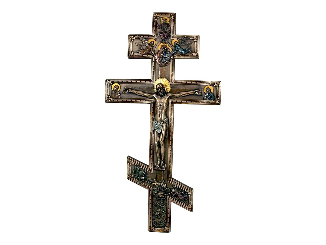 Orthodox Style Crucifix Wall Plaque Decor Cross Gold Cast Bronze ...